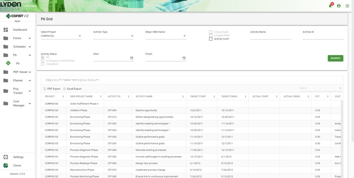 Oracle Primavera P6 Integration with Construction Viz