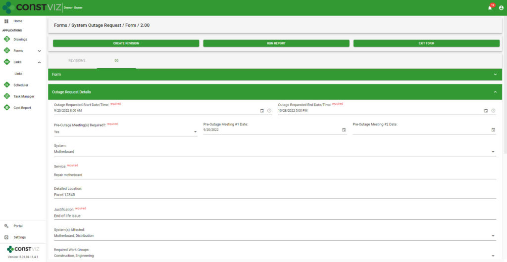 Don’t Let an Outage Manage You: The New Construction Viz Outage Request ...